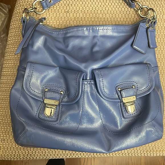 Coach | Bags | Coach Blue Patent Leather Hobo | Poshmark